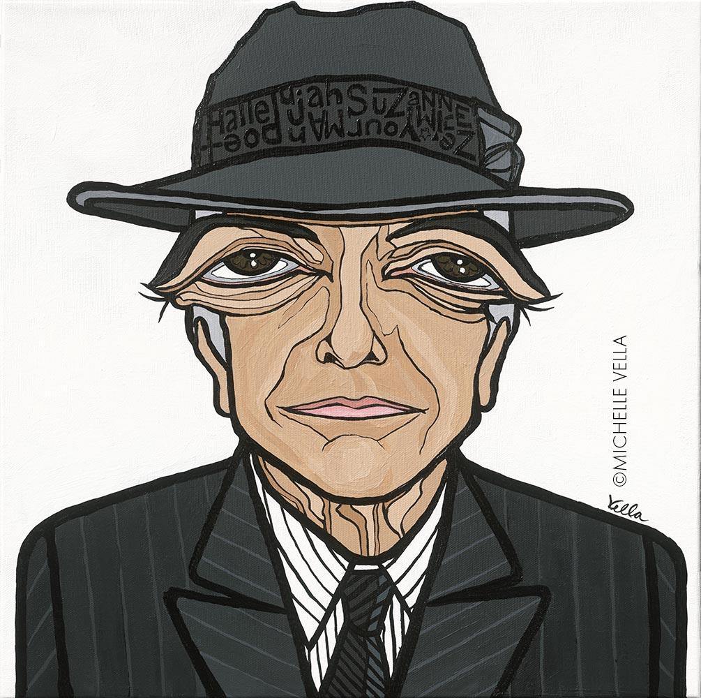 Pop art portrait and art print of poet singer songwriter Leonard Cohen ...