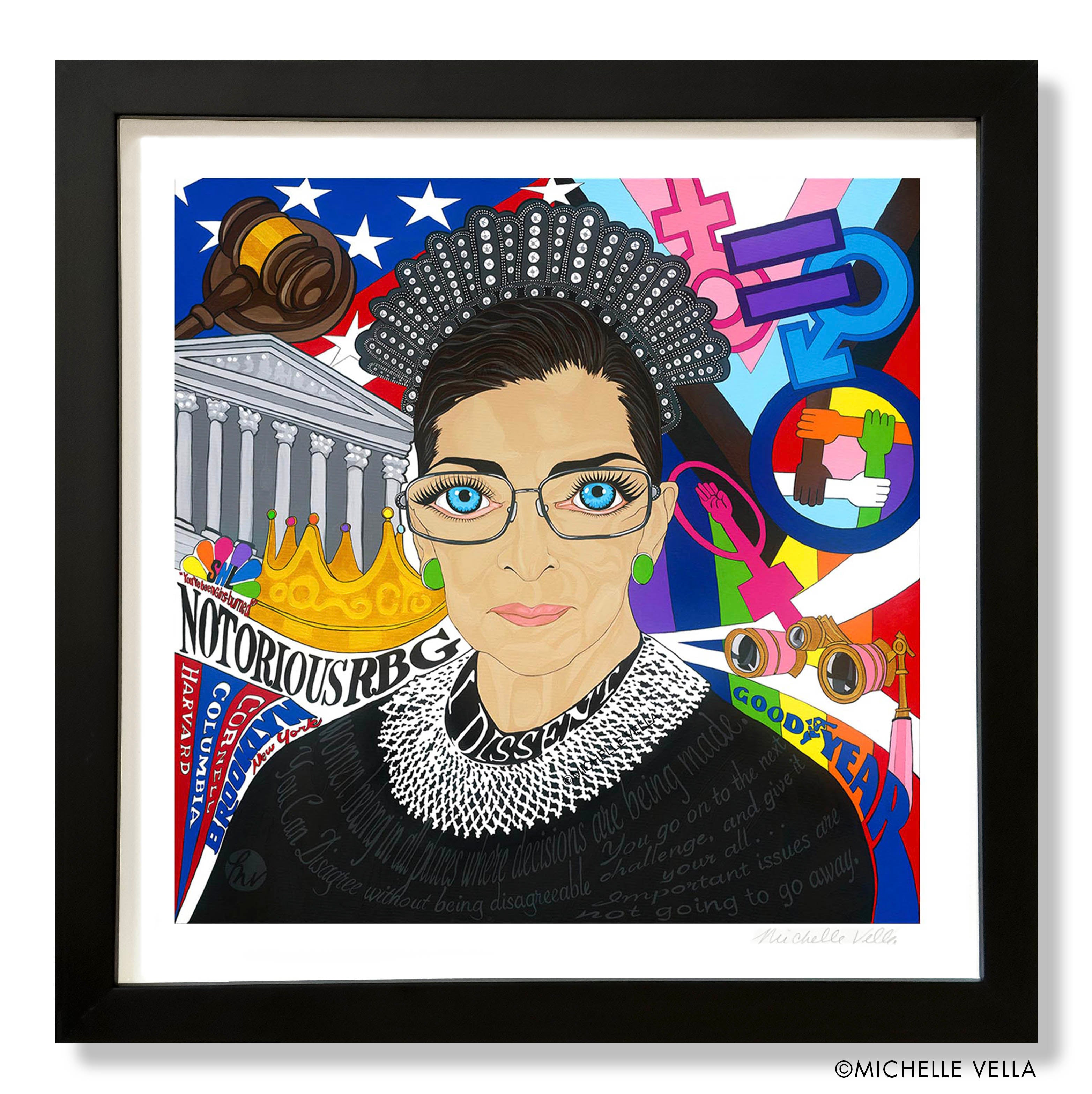 Pop art portrait painting in fine art print of Ruth Bader Ginsberg RBG ...