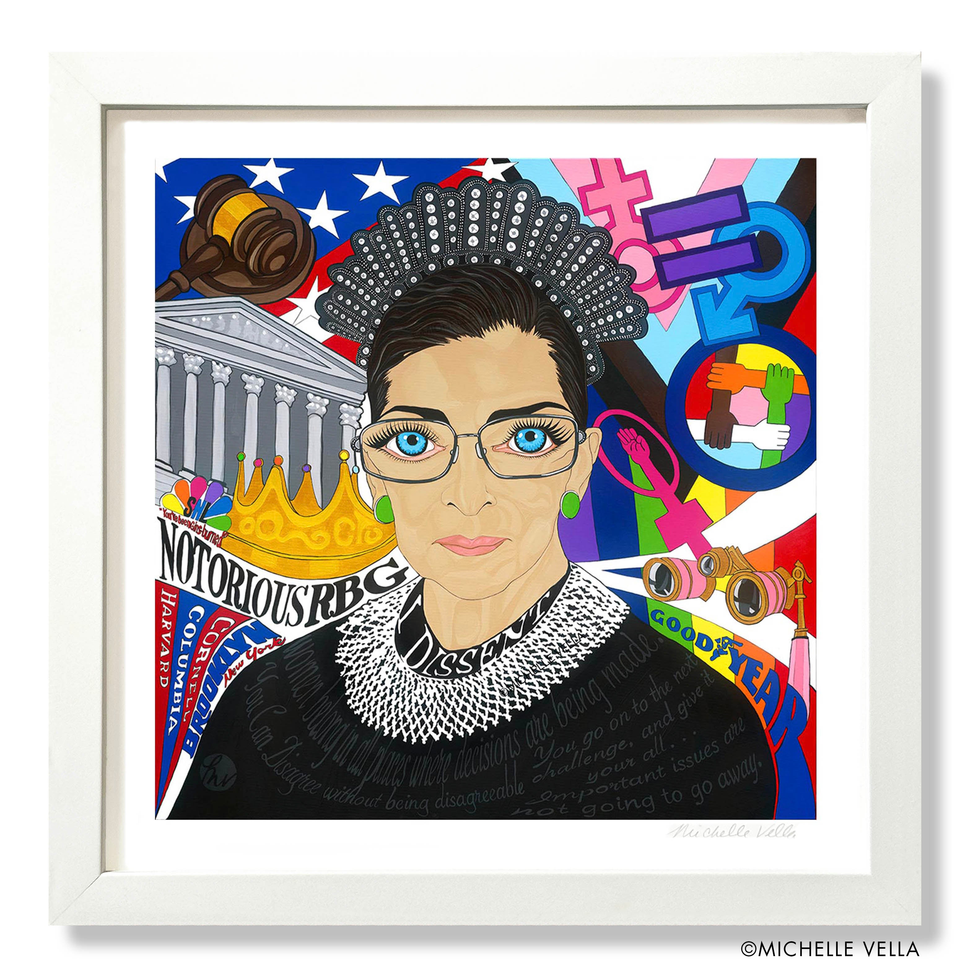 Pop art portrait painting in fine art print of Ruth Bader Ginsberg RBG ...
